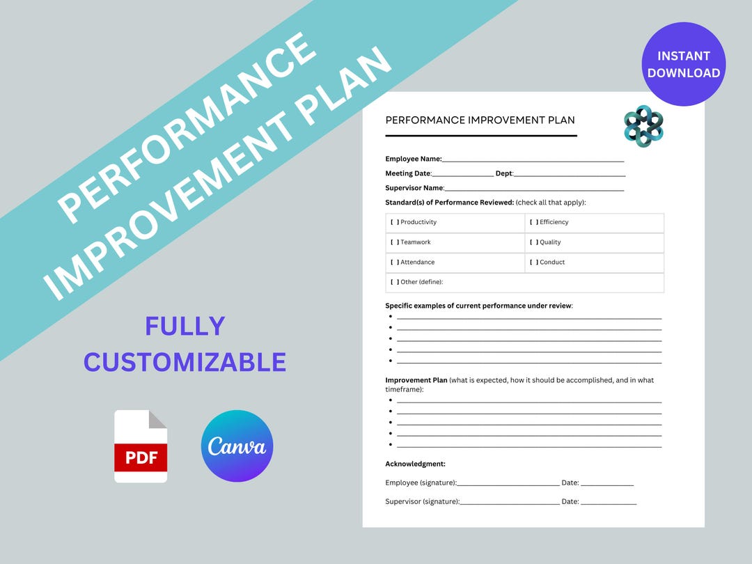 PERFORMANCE IMPROVEMENT PLAN // Performance Template / Pip / Employee ...