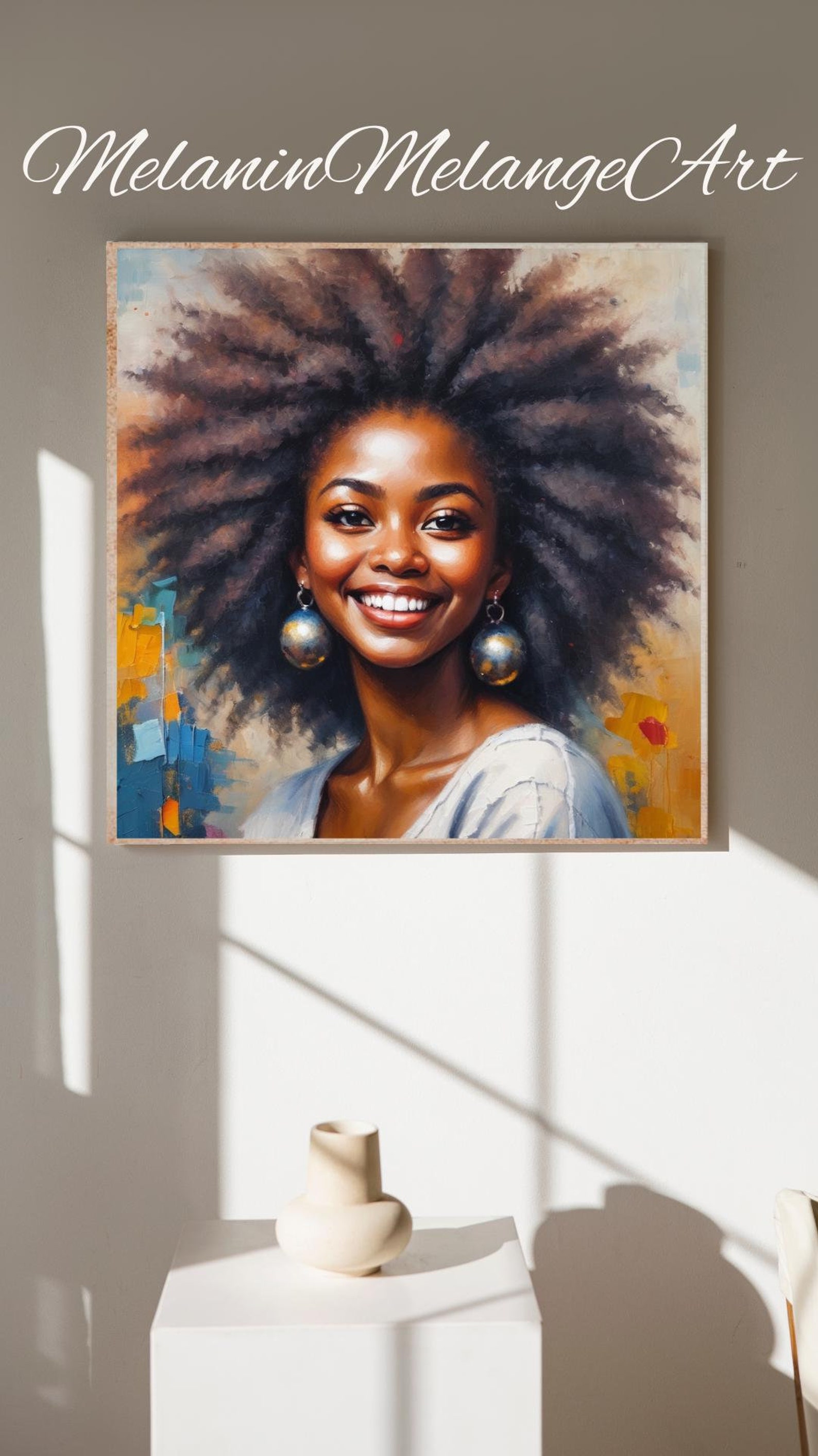 Melanated Sista Natural Beauty - Black Woman Art | Afro Art | Black ...