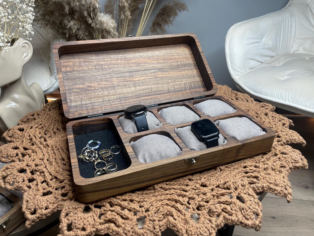Personalized Watch Box for Men 8 Divider Slots Engraved Wooden Jewelry ...