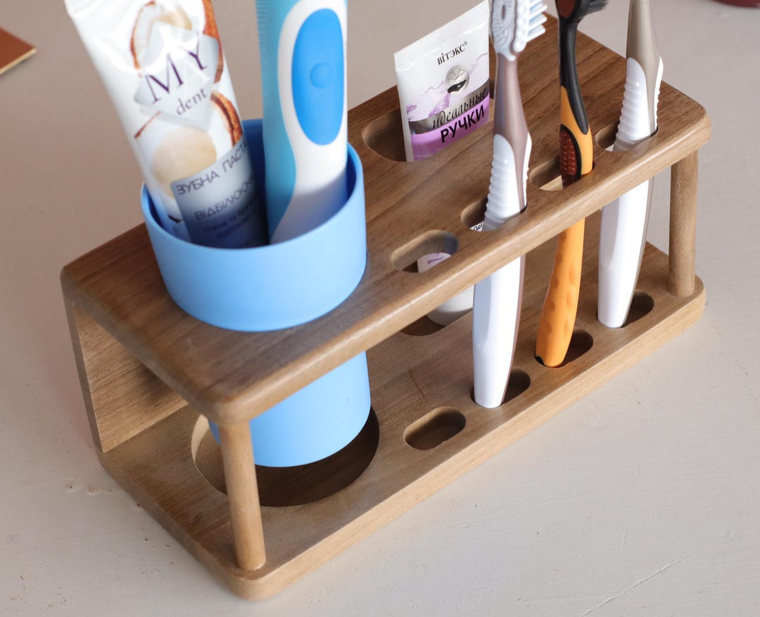Toothpaste and Toothbrush Holder,wood Toothbrush Holder, Wood ...