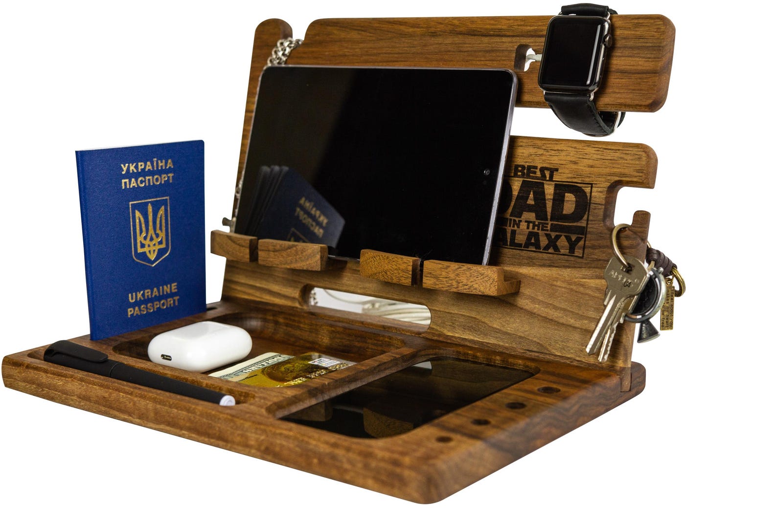 Personalized Dock Station, Wood Docking Station, Wooden Charging ...