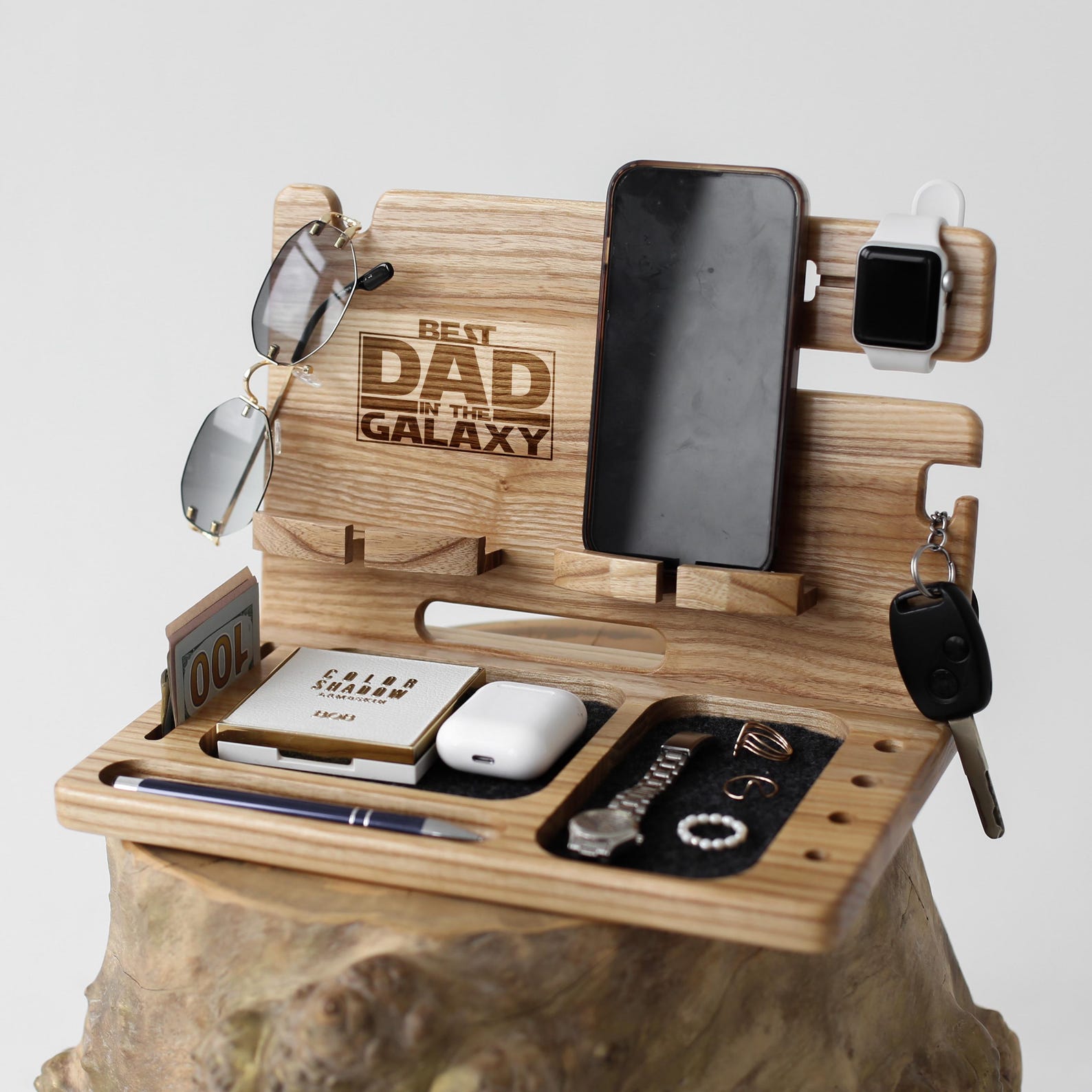 Personalized Dock Station, Wood Docking Station, Wooden Charging ...