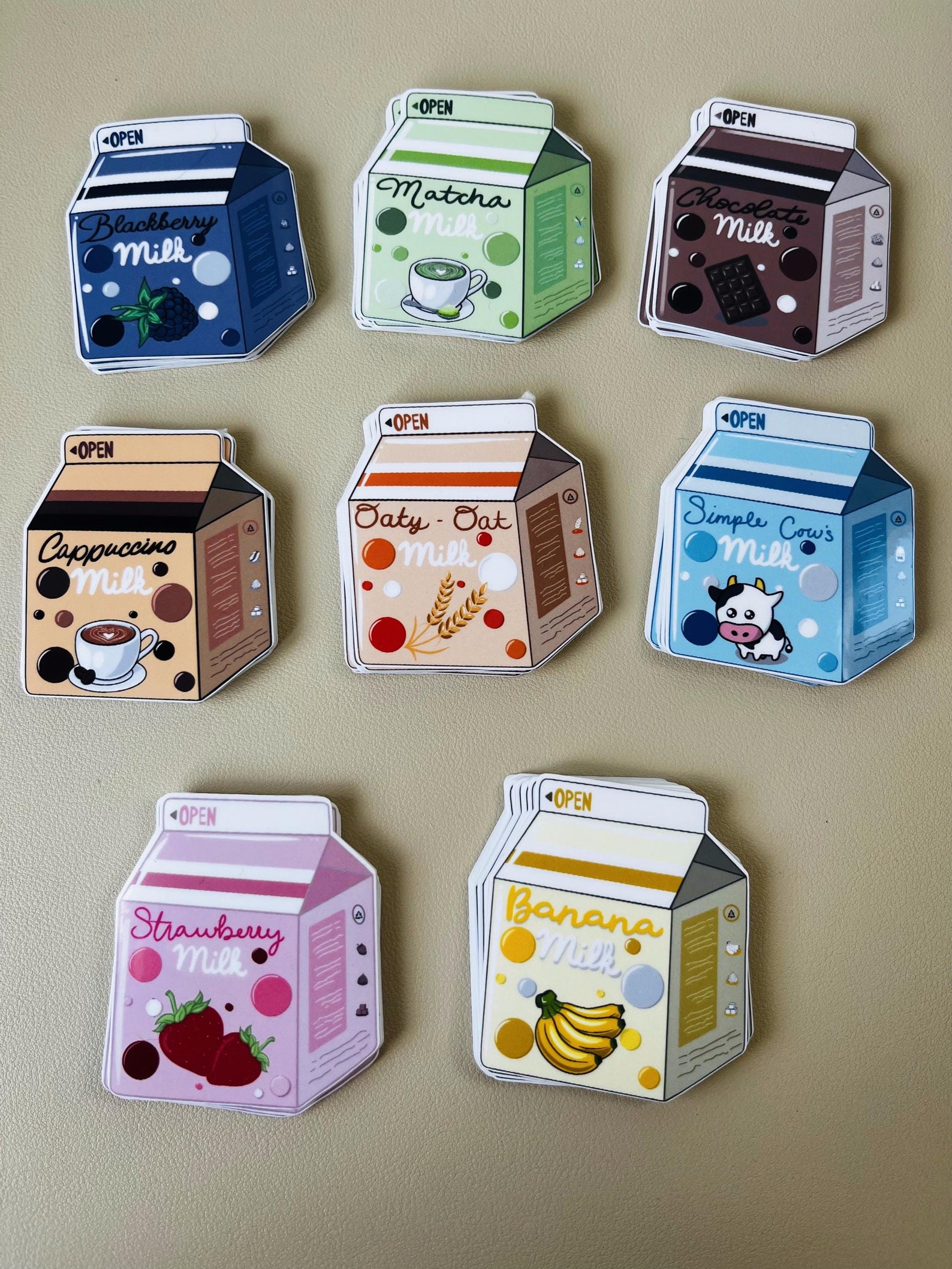 Cute Milk Carton Stickers Bundle | 8 Delicious Flavours | Glossy ...