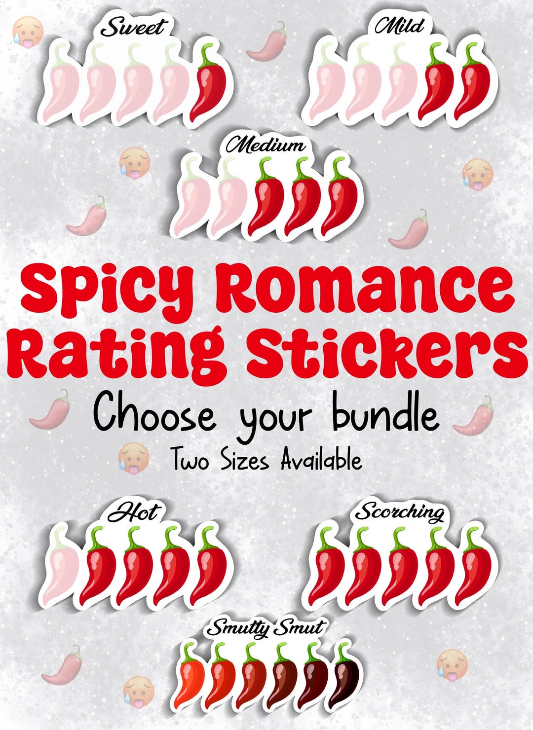 Spicy & Smutty Stickers | Spice Romance Rating | Booktok, Kindle and ...