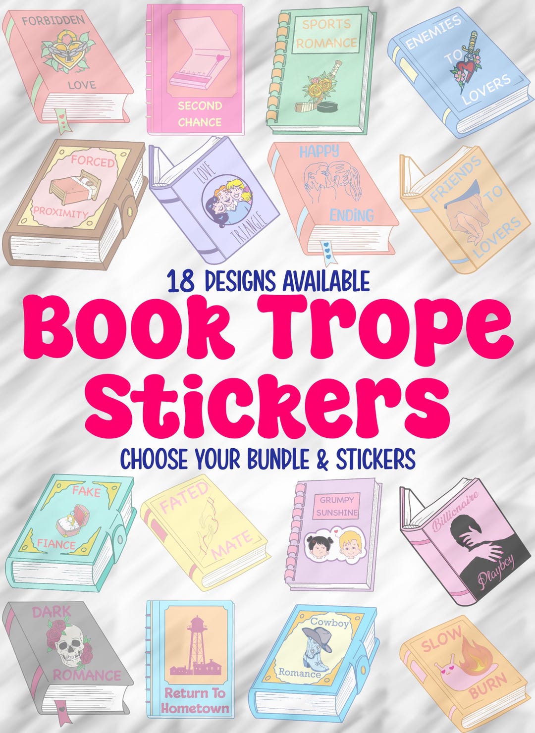 Romance Book Trope Stickers | Booktok | Bookish - Etsy