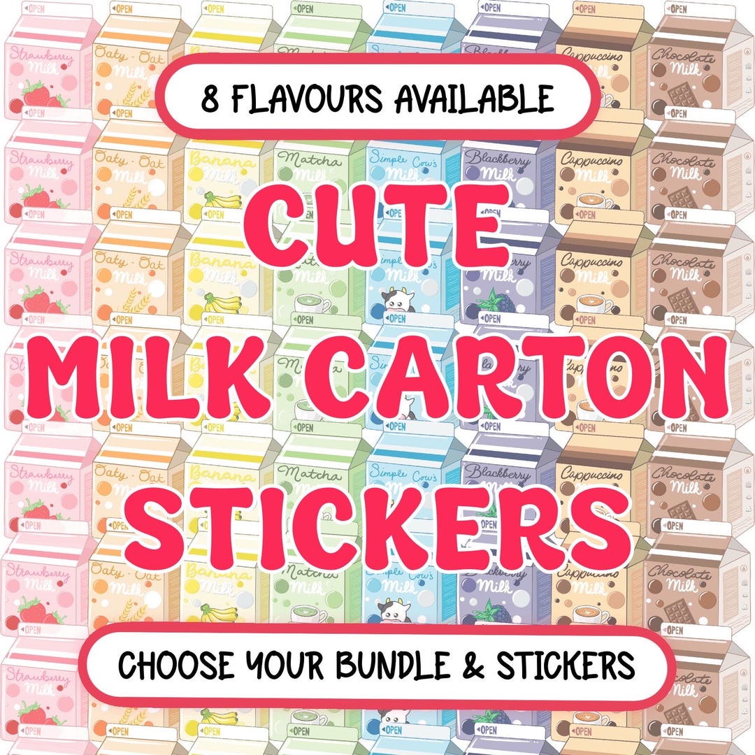 Milk Carton Stickers Delicious Flavours Fun and Refreshing - Etsy