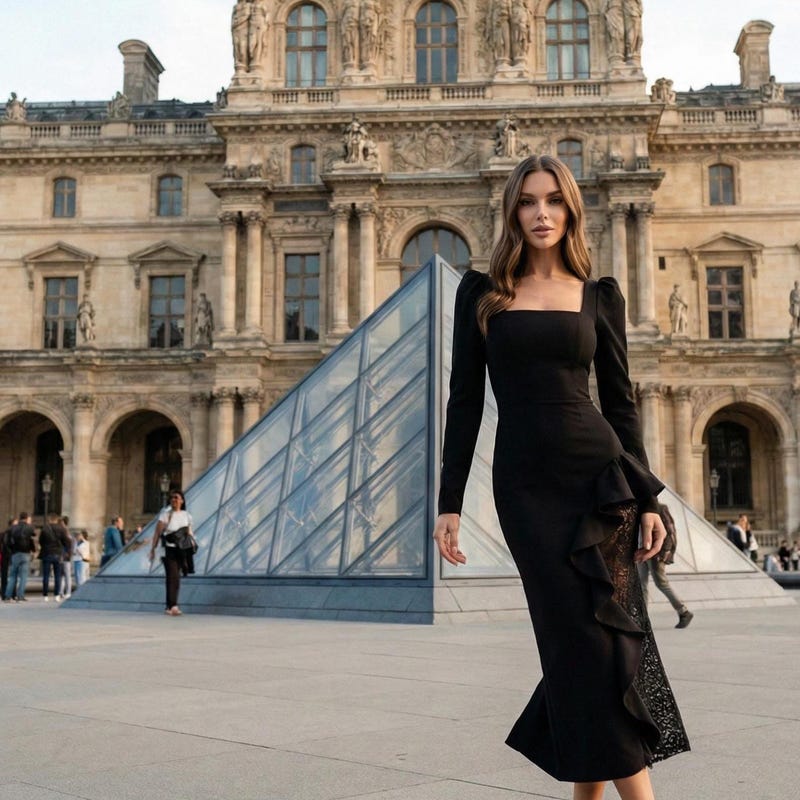 Black Dress With Hip Slit - Etsy