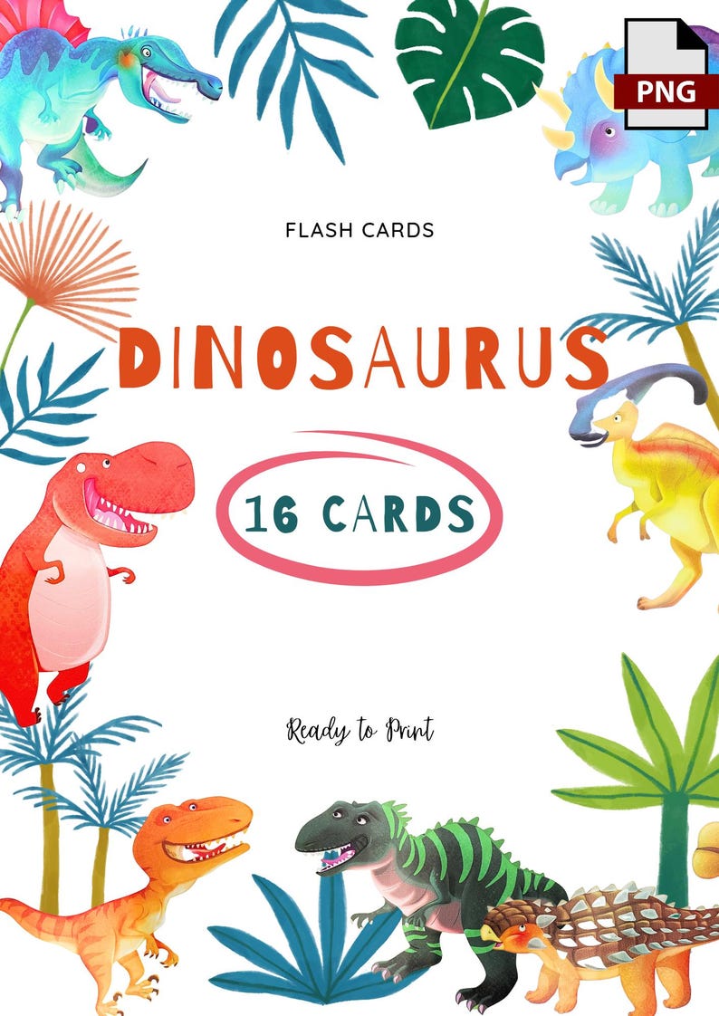 Dinosaurus Flashcards. Montessori Cards. Printable Cards for Kids. - Etsy