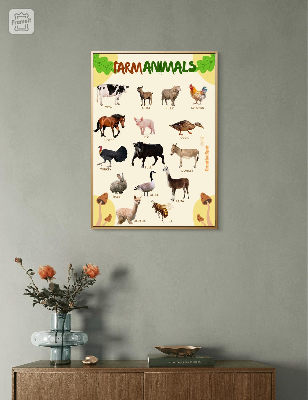 Farm Animals Poster and Flashcards. Montessori. Printable Poster for ...