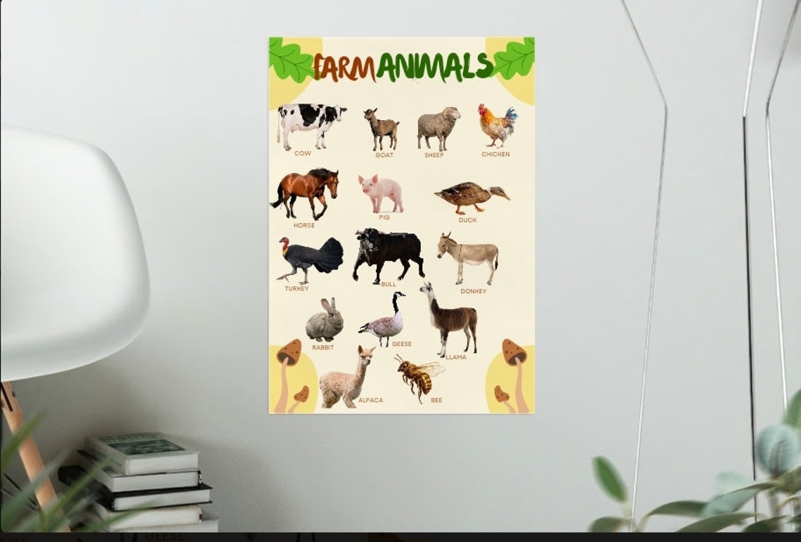 Farm Animals Poster and Flashcards. Montessori. Printable Poster for ...