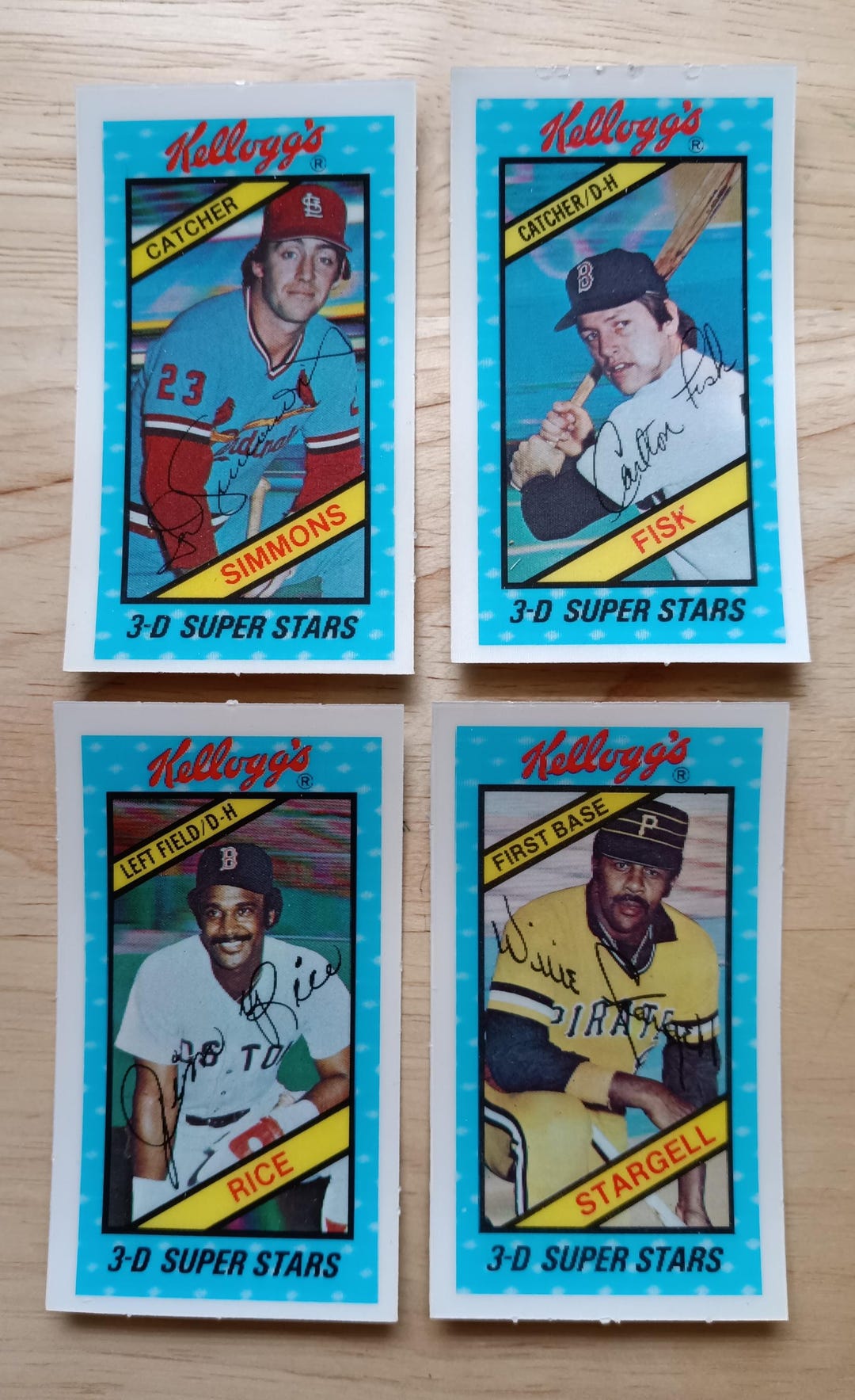 1980 HOF Kellogg's 3D Baseball Card Lot -- Fisk, Simmons, Rice Stargell ...