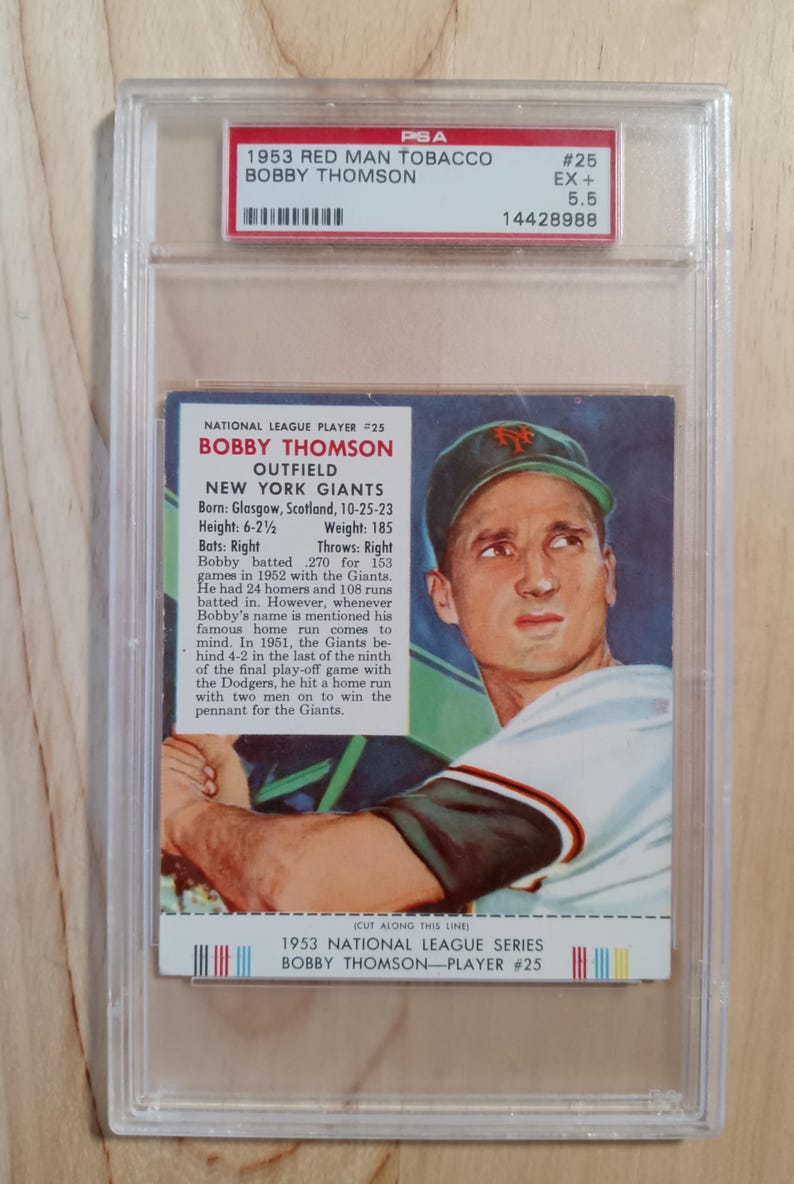 1953 Red Man Tobacco PSA 5.5 Bobby Thomson Baseball Card - Etsy