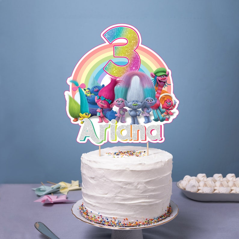 Printable Personalized Trolls Poppy Cake Topper Birthday Party Gift ...