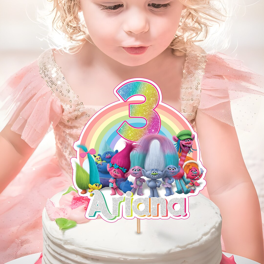 Printable Personalized Trolls Poppy Cake Topper Birthday Party Gift ...
