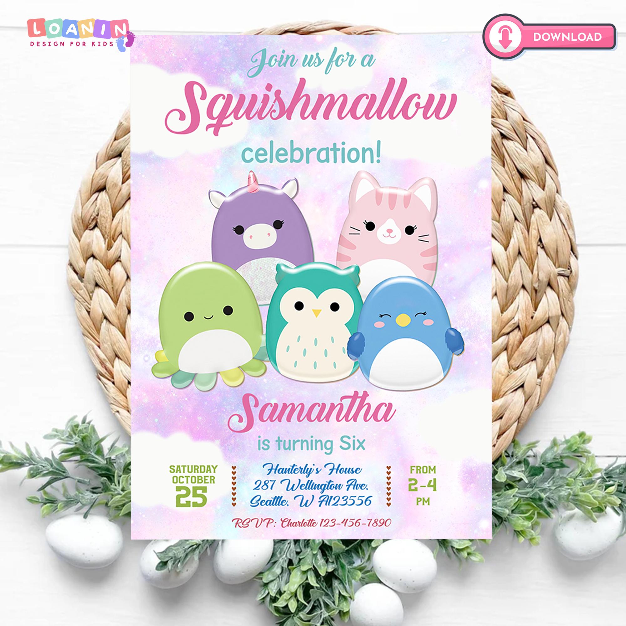 Printable Squishmallow Birthday Invitation, Squishmallow Invitation ...