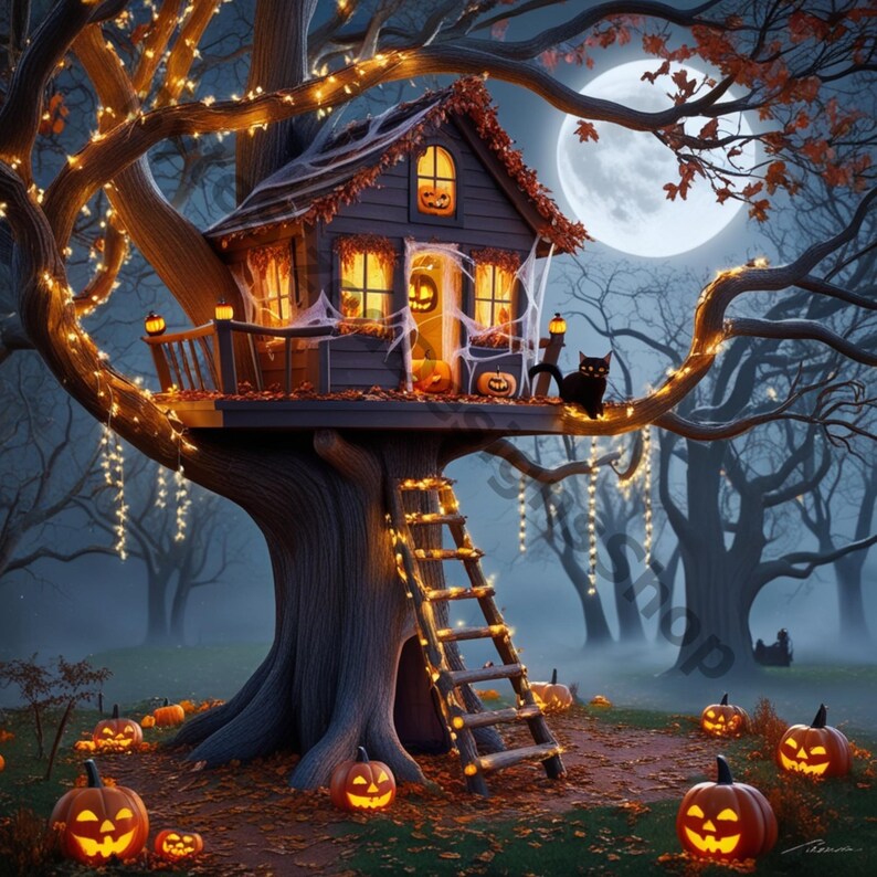 Spooky Night Halloween Clip Art Set 10 High Res Watercolor Jpgs for ...