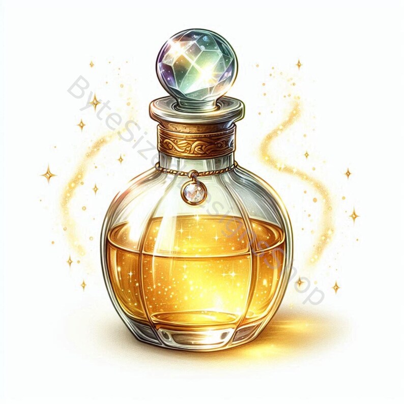 Enchanted Elixirs Clip Art: Watercolor Potion Bottles (digital Download ...