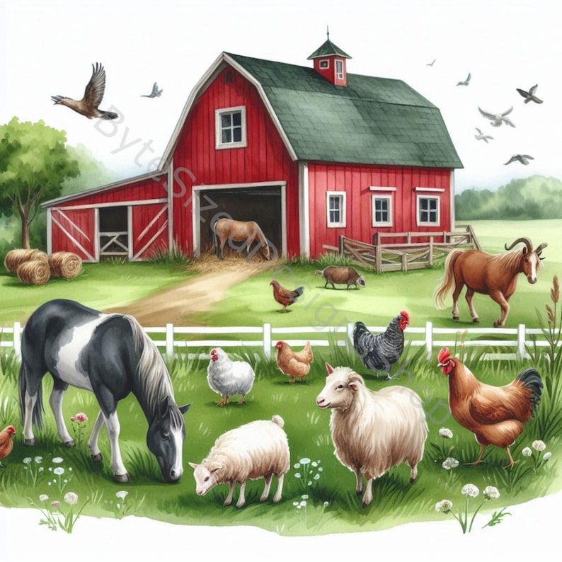 Red Barn Watercolor Clipart Set: High-res Jpgs (digital Download) - Etsy