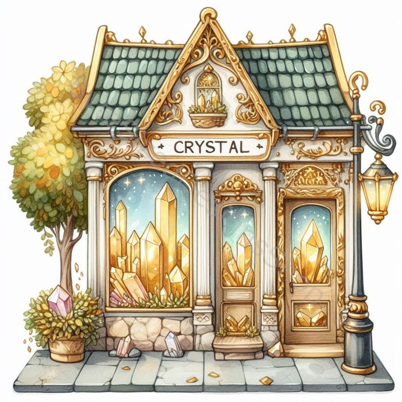 Crystal Shop Clip Art Set 10 High Res Watercolor Jpgs for Junk ...