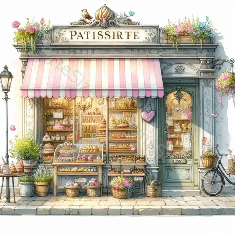 Patisserie Shop Watercolor Clip Art: High-res Jpgs (digital Download ...