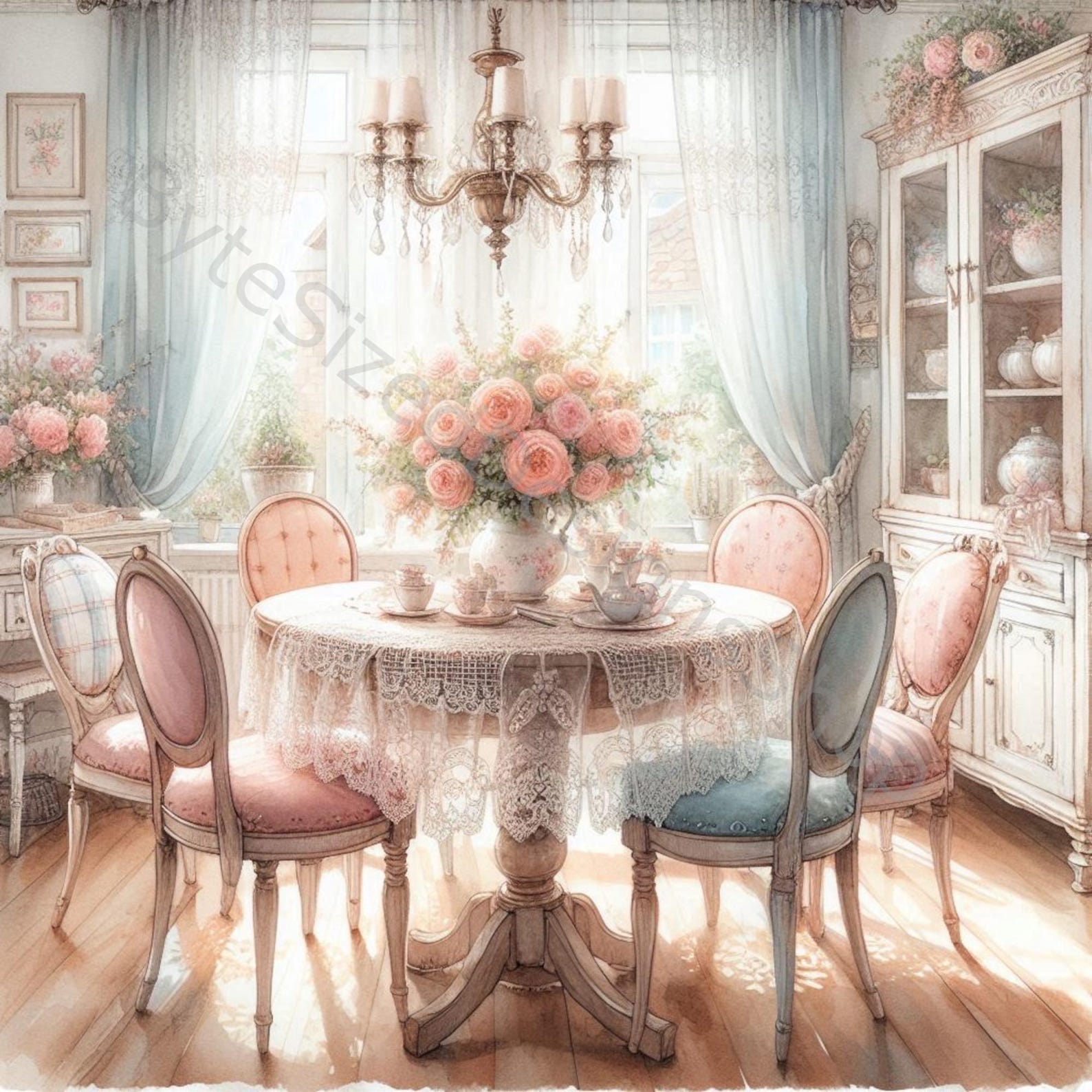 Shabby Chic Dining Dreams Clip Art Set 10 High Res Watercolor Jpgs for ...