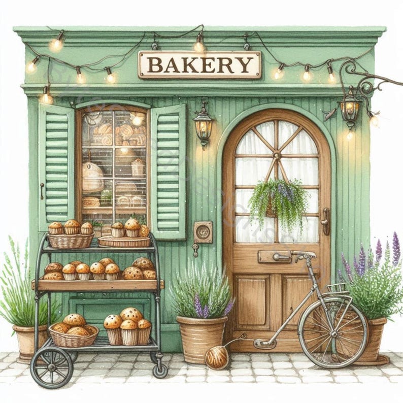 Bakery Shop Watercolor Clip Art Set: High-res Jpgs (digital Download ...