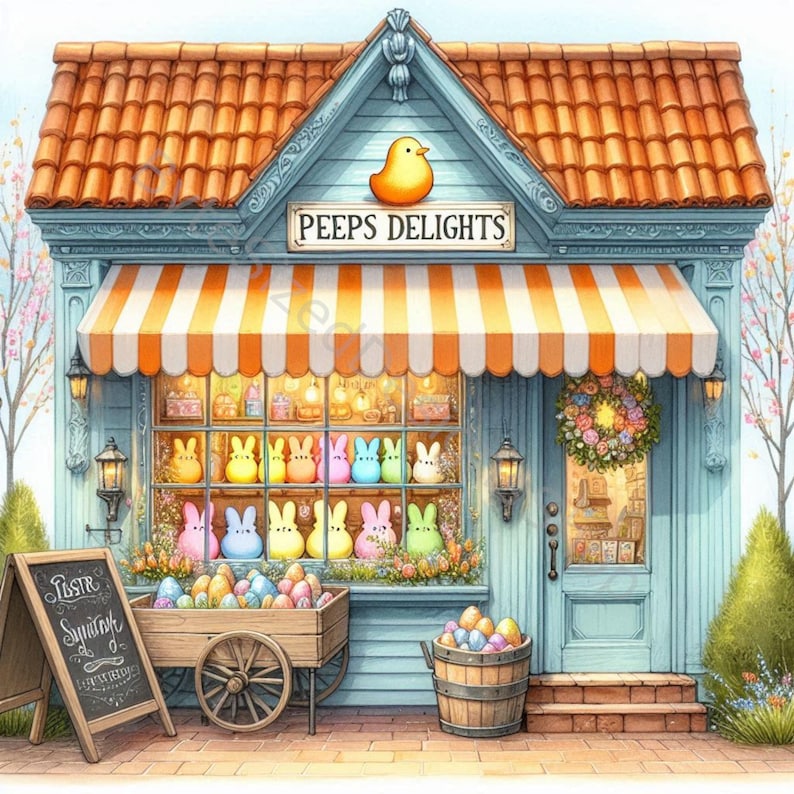 Easter Peeps Shop Clip Art Set 10 High Res Watercolor Jpgs for Junk ...