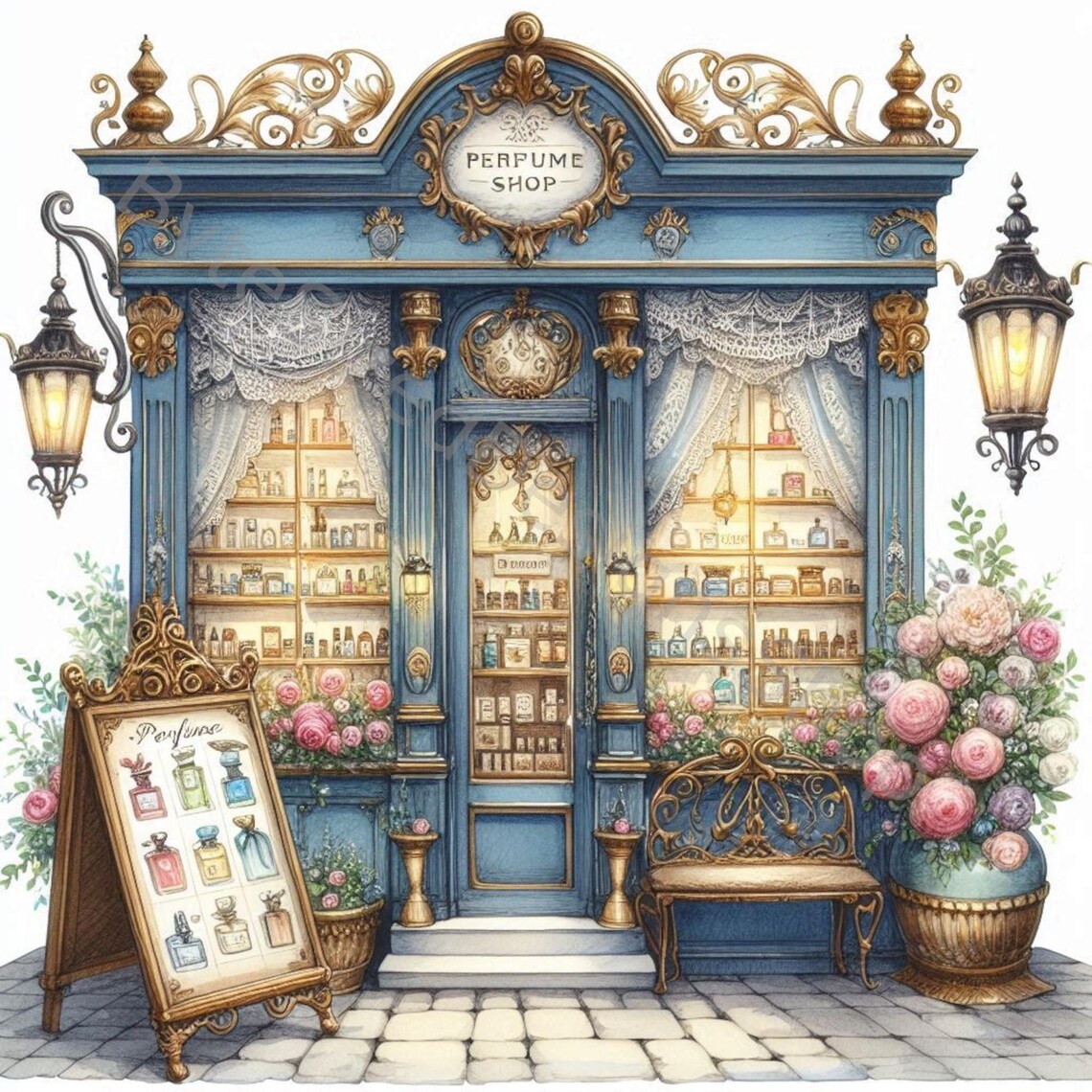 Watercolor Perfume Shop Clipart: High-res Jpgs (digital Download) - Etsy