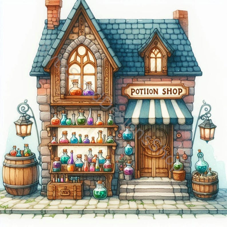Potion Shop Clip Art Set 10 High Res Watercolor Jpgs for Junk ...