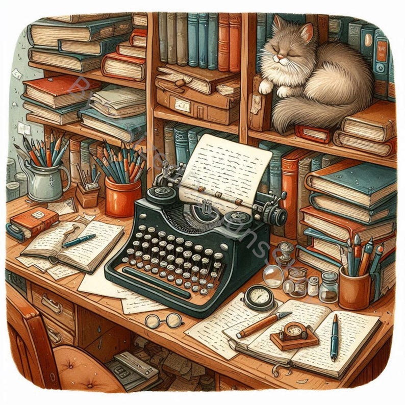 Writer's Nook Clip Art: Watercolor Desk Scene (digital Download) - Etsy