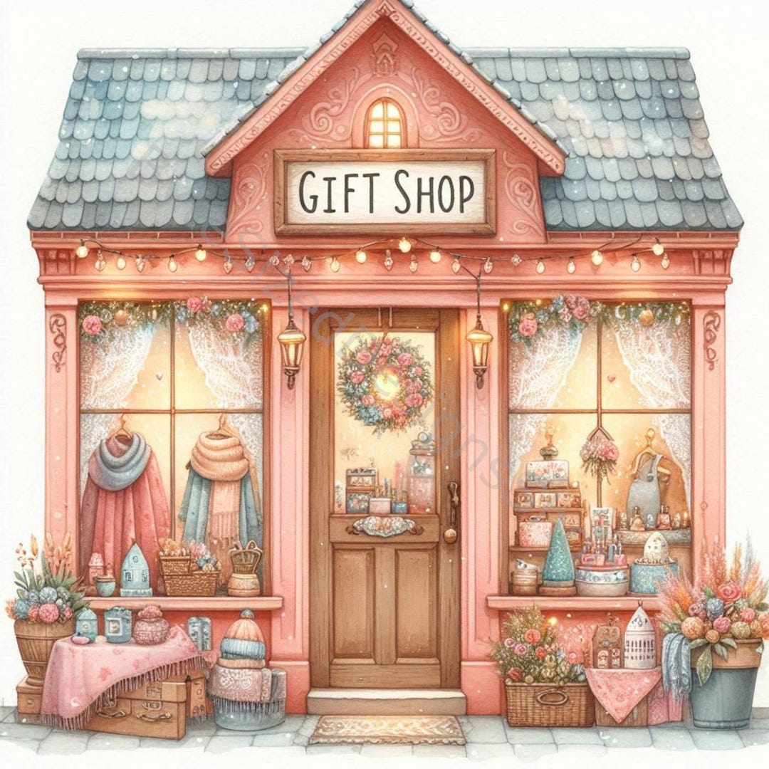 Gift Shop Clip Art Set 10 High Res Watercolor Jpgs for Junk Journaling ...