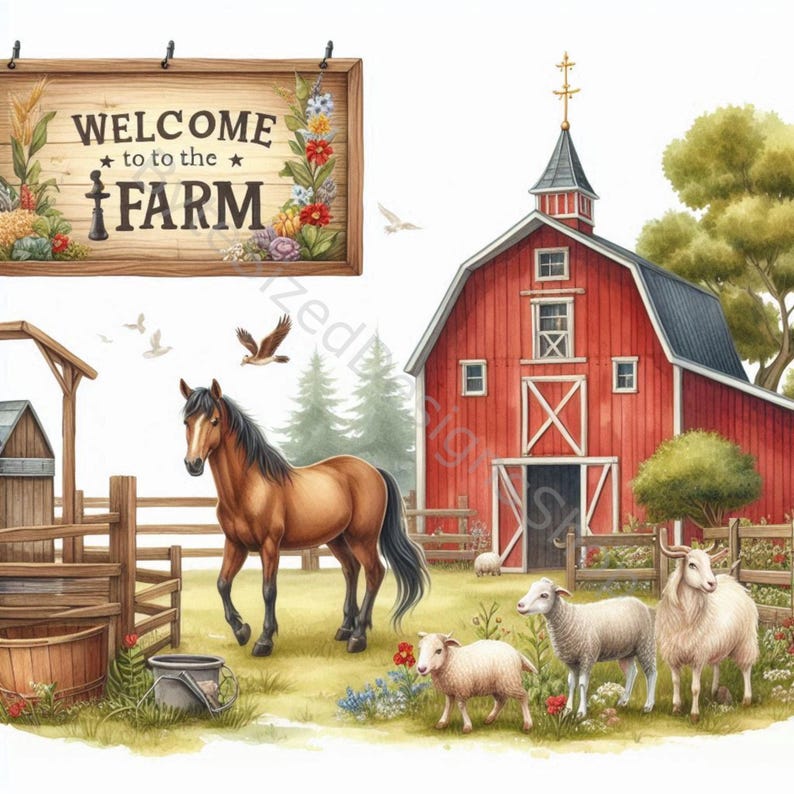 Red Barn Watercolor Clipart Set: High-res Jpgs (digital Download) - Etsy