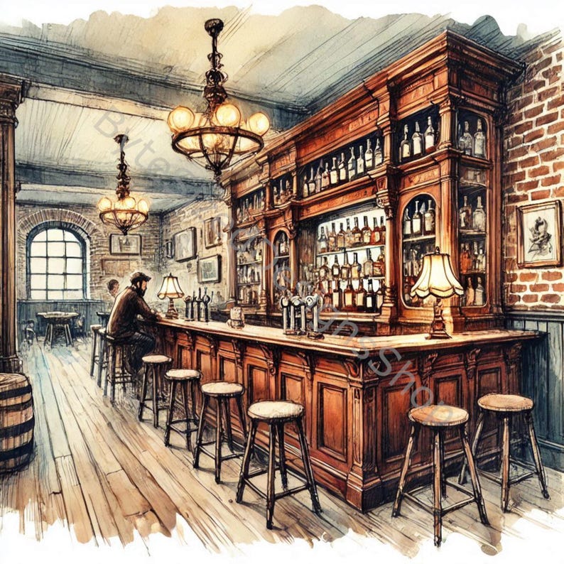 Vintage Irish Pub Watercolor Clip Art Set (digital Download) - Etsy