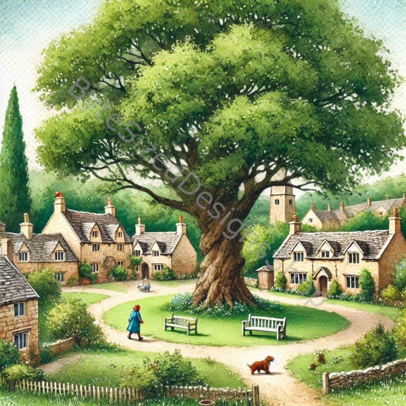 English Village Watercolor Clip Art: High-res Jpgs (digital Download ...