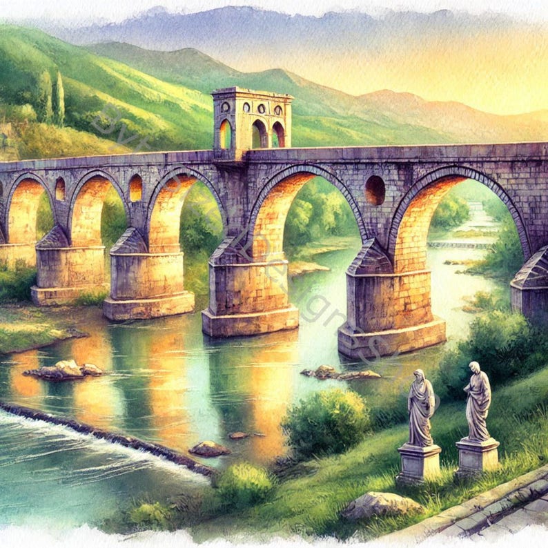 Timeless Bridges Clip Art Set 10 High Res Watercolor Jpgs for Junk ...