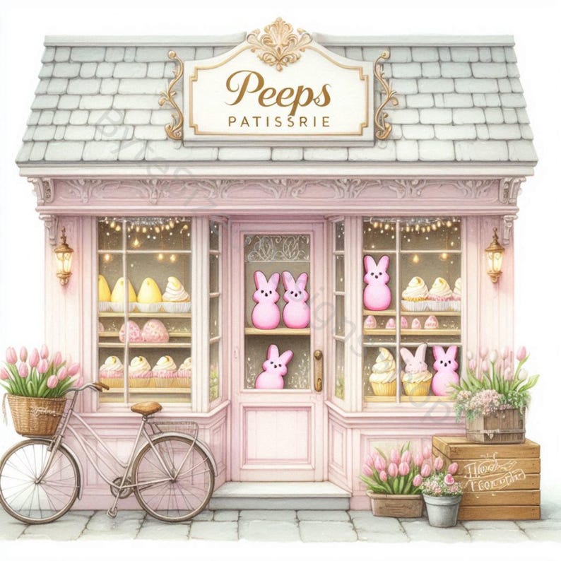 Easter Peeps Shop Clip Art Set 10 High Res Watercolor Jpgs for Junk ...