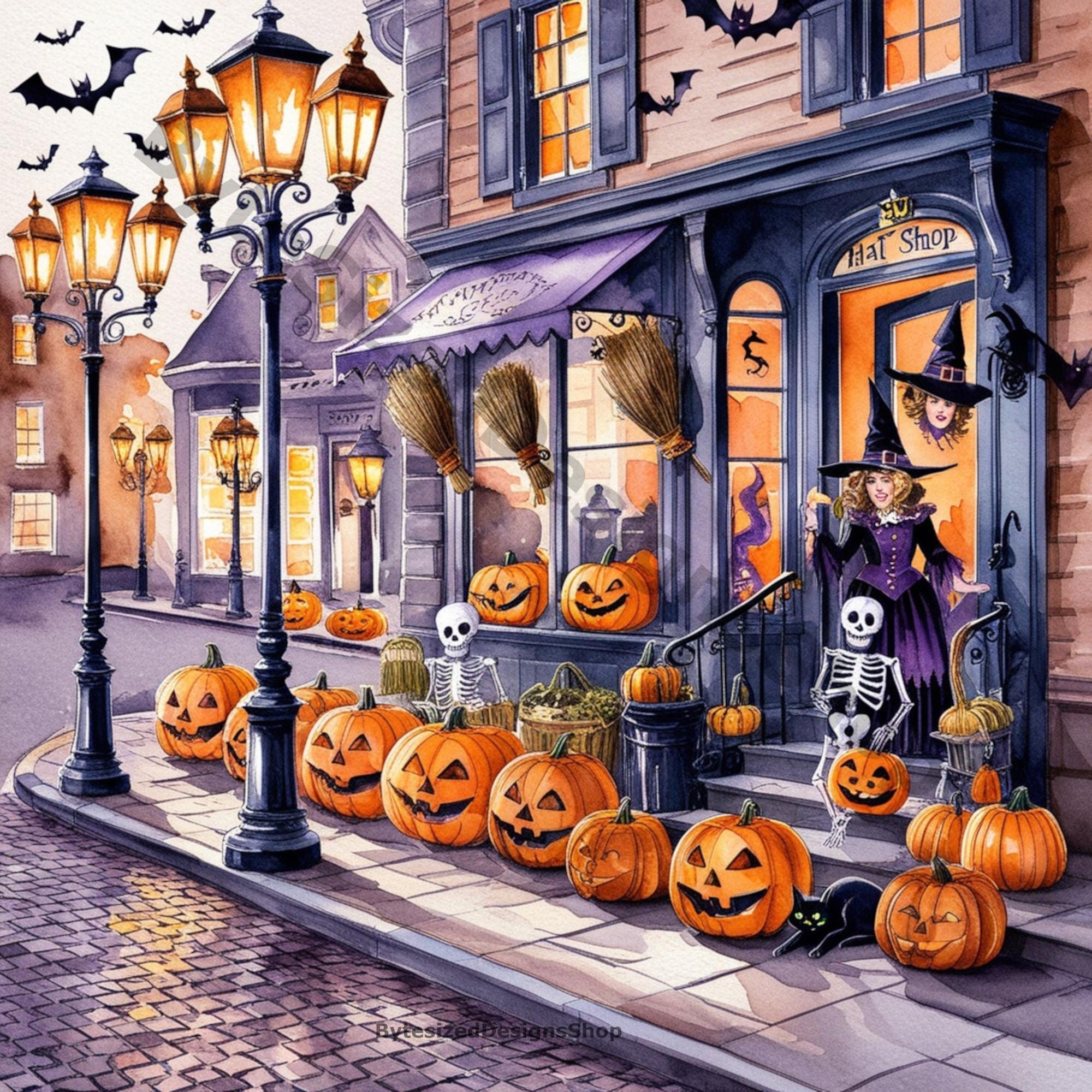 Whimsical Halloween Clipart Collection 10 High Res Watercolor Jpgs Junk ...