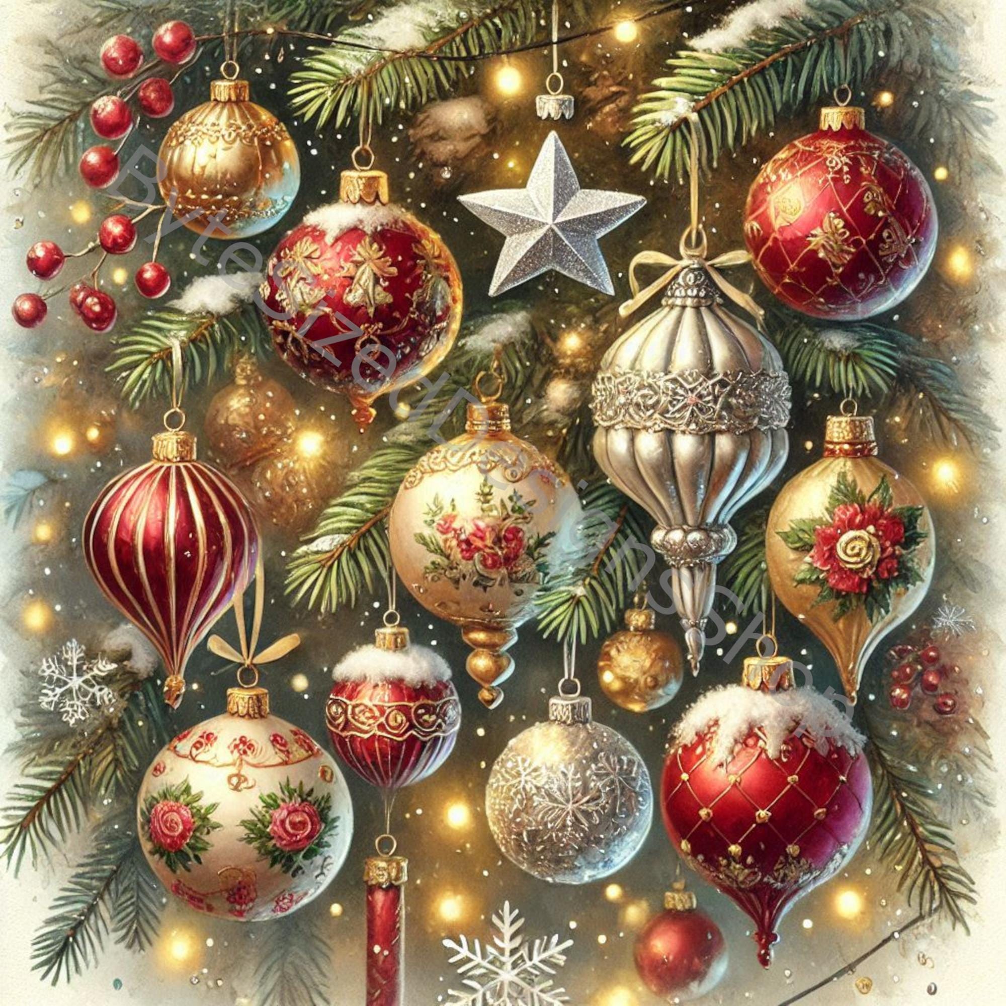 Watercolor Christmas Lights & Ornaments Clip Art (digital Download) - Etsy