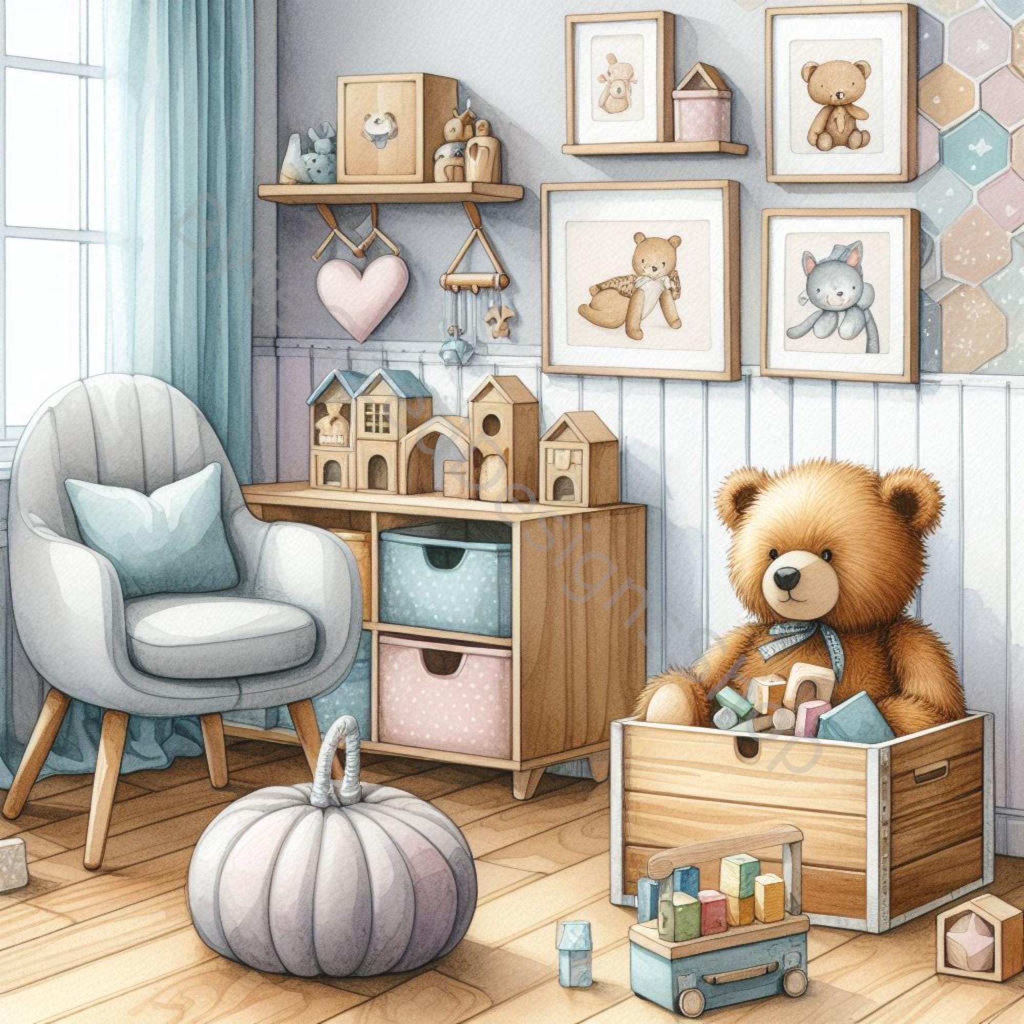 Toy Room Watercolor Clipart: Whimsical Nursery Art (digital Download ...