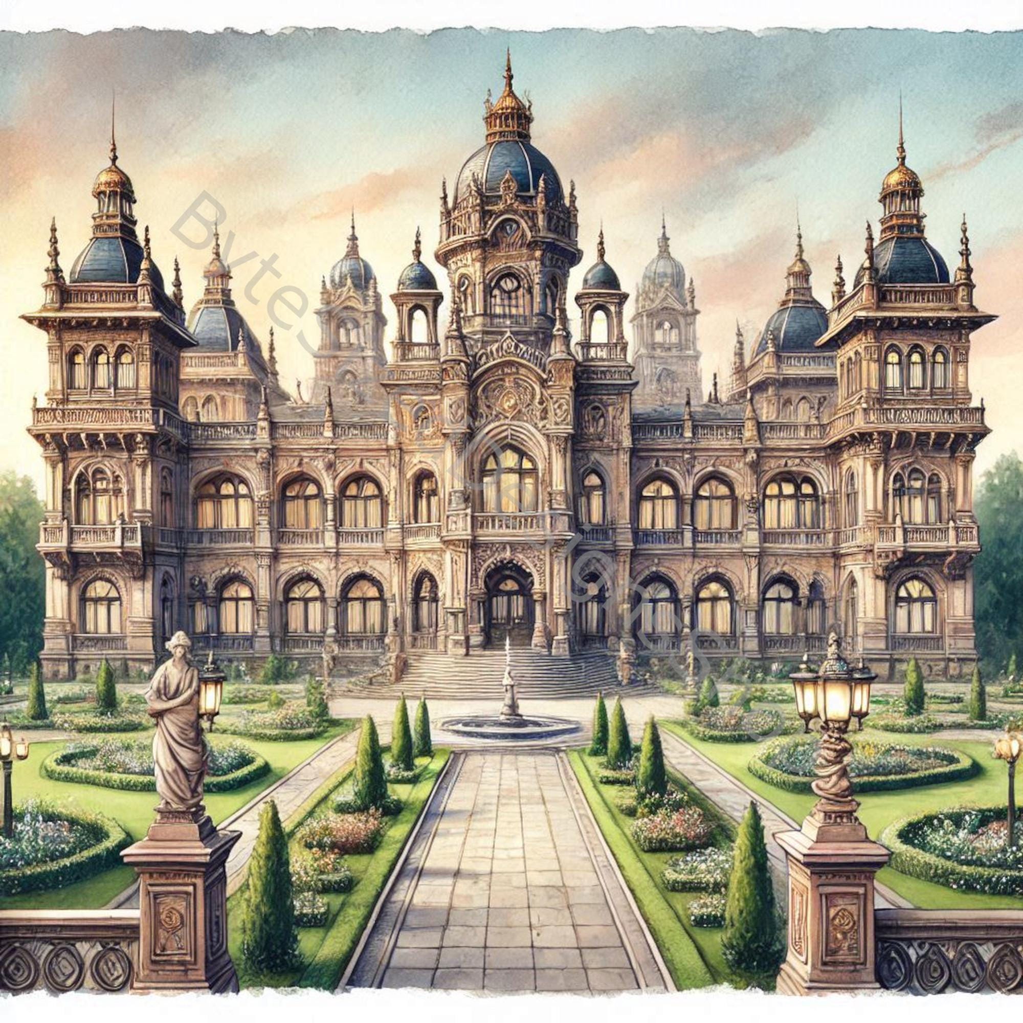 Royal Palace Clip Art Set 10 High Res Watercolor Jpgs for Junk ...