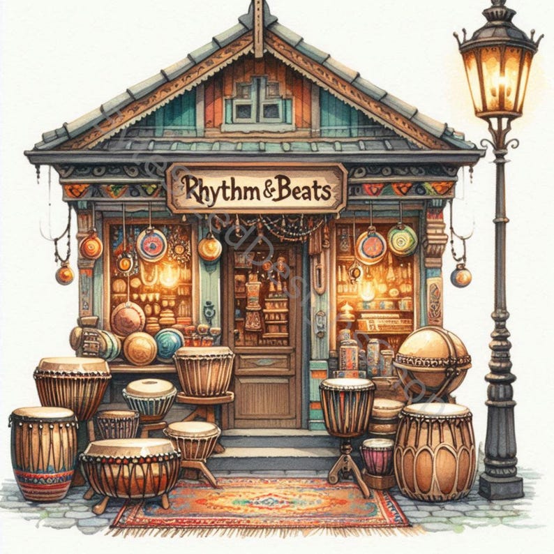 Watercolor Music Store Clip Art: High-res Jpgs (digital Download) - Etsy