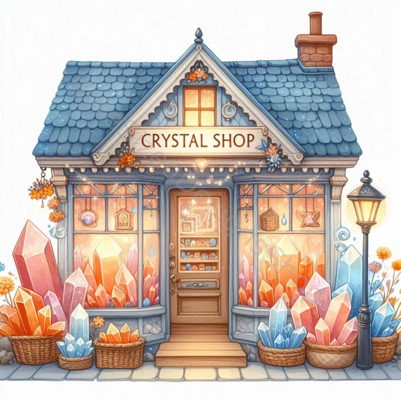 Crystal Shop Clip Art Set 10 High Res Watercolor Jpgs for Junk ...
