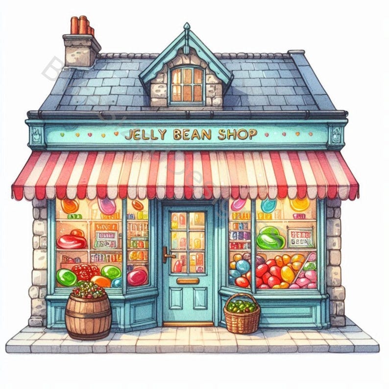 Jelly Bean Shop Clip Art: Watercolor Junk Journaling Set (digital ...