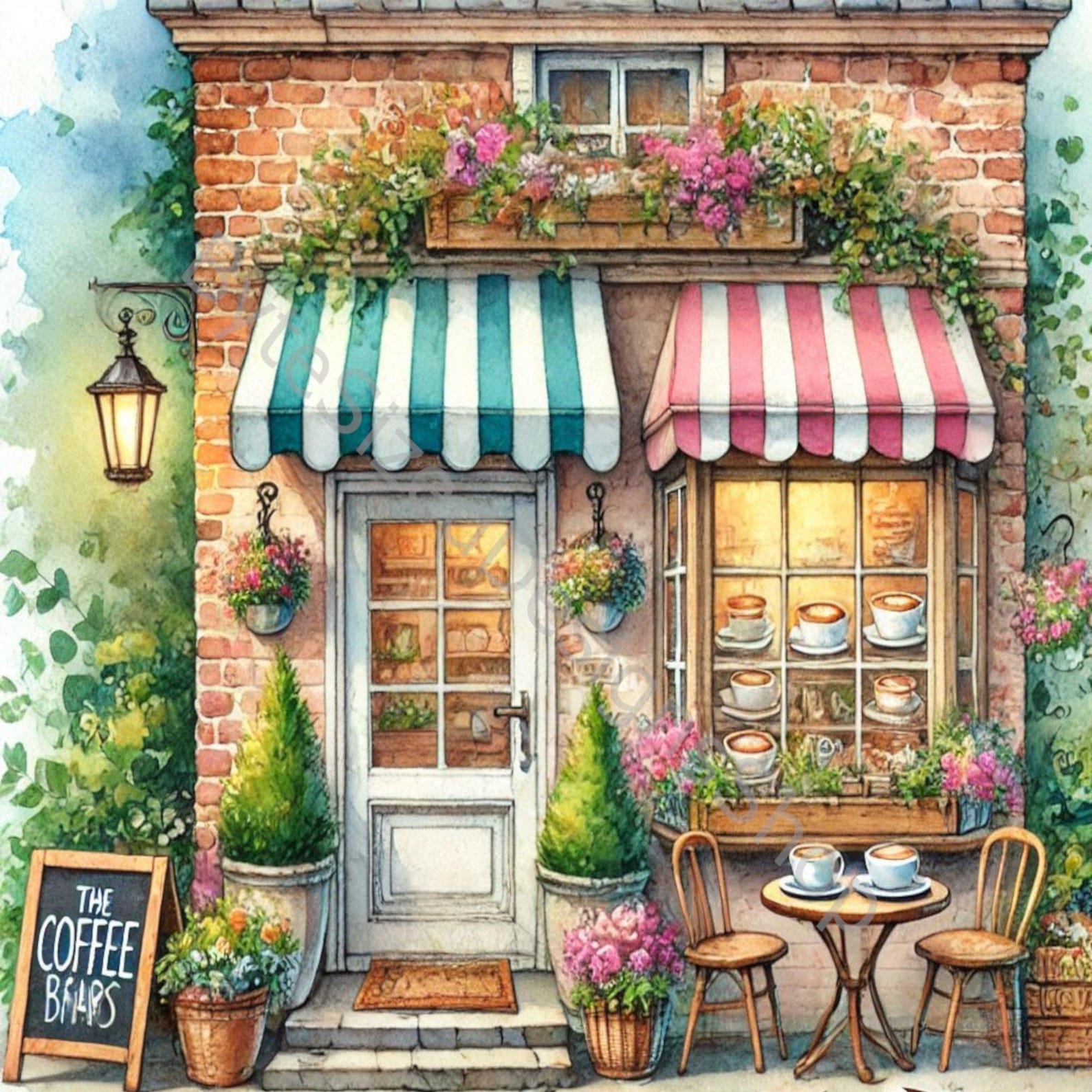 Watercolor Coffee Shop Clip Art: High-res Jpgs (digital Download) - Etsy