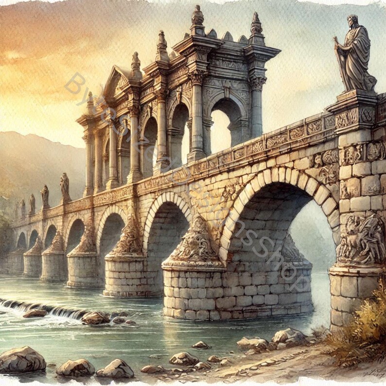 Timeless Bridges Clip Art Set 10 High Res Watercolor Jpgs for Junk ...