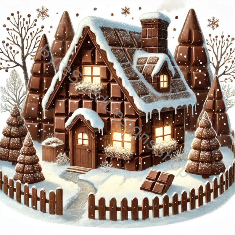 Chocolate House Clip Art Set 10 High Res Watercolor Jpgs for Junk ...