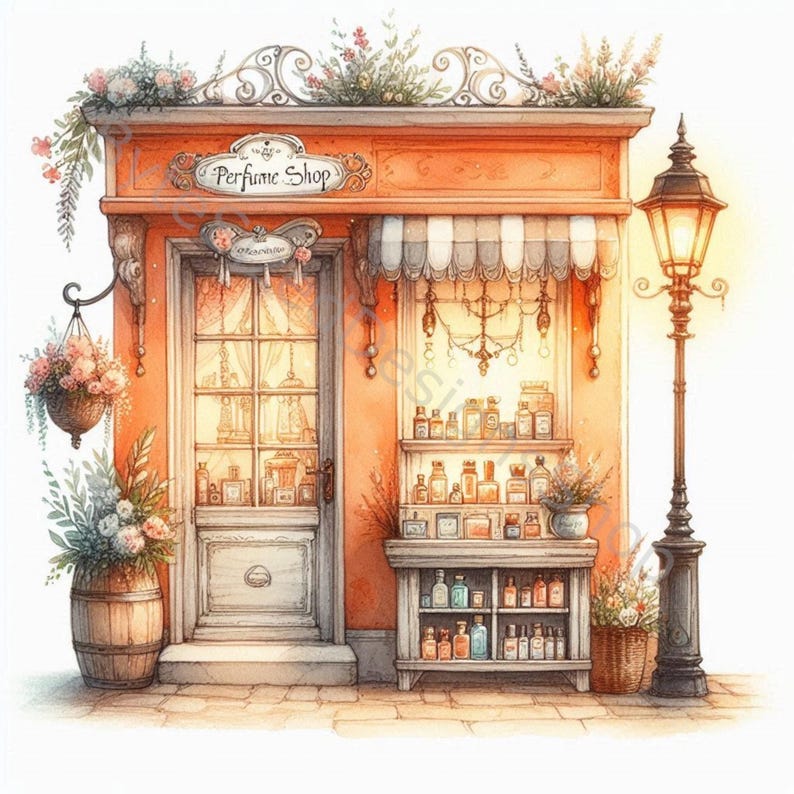 Watercolor Perfume Shop Clipart: High-res Jpgs (digital Download) - Etsy