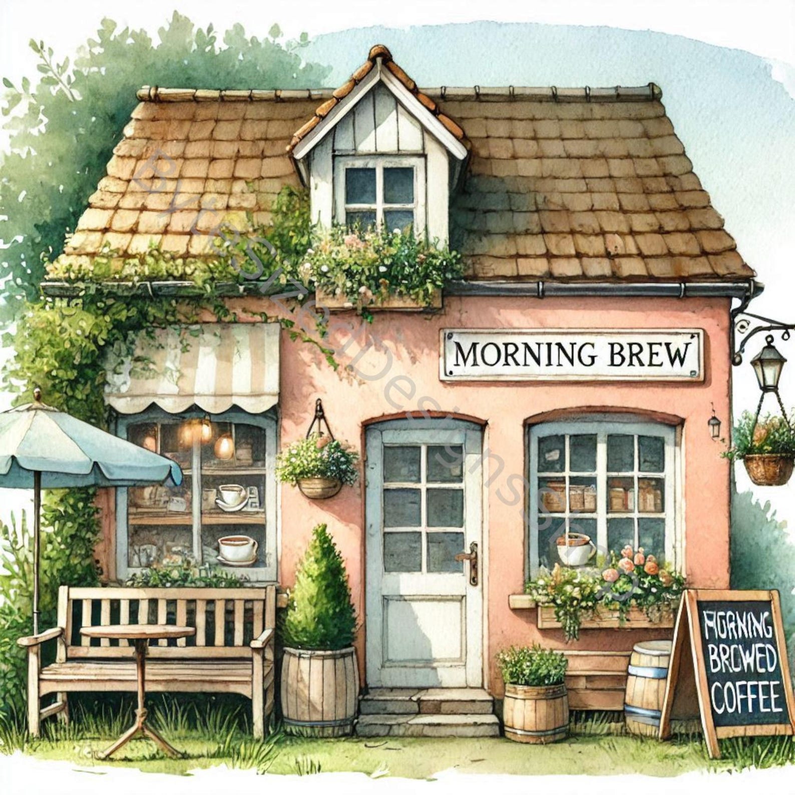 Watercolor Coffee Shop Clip Art: High-res Jpgs (digital Download) - Etsy