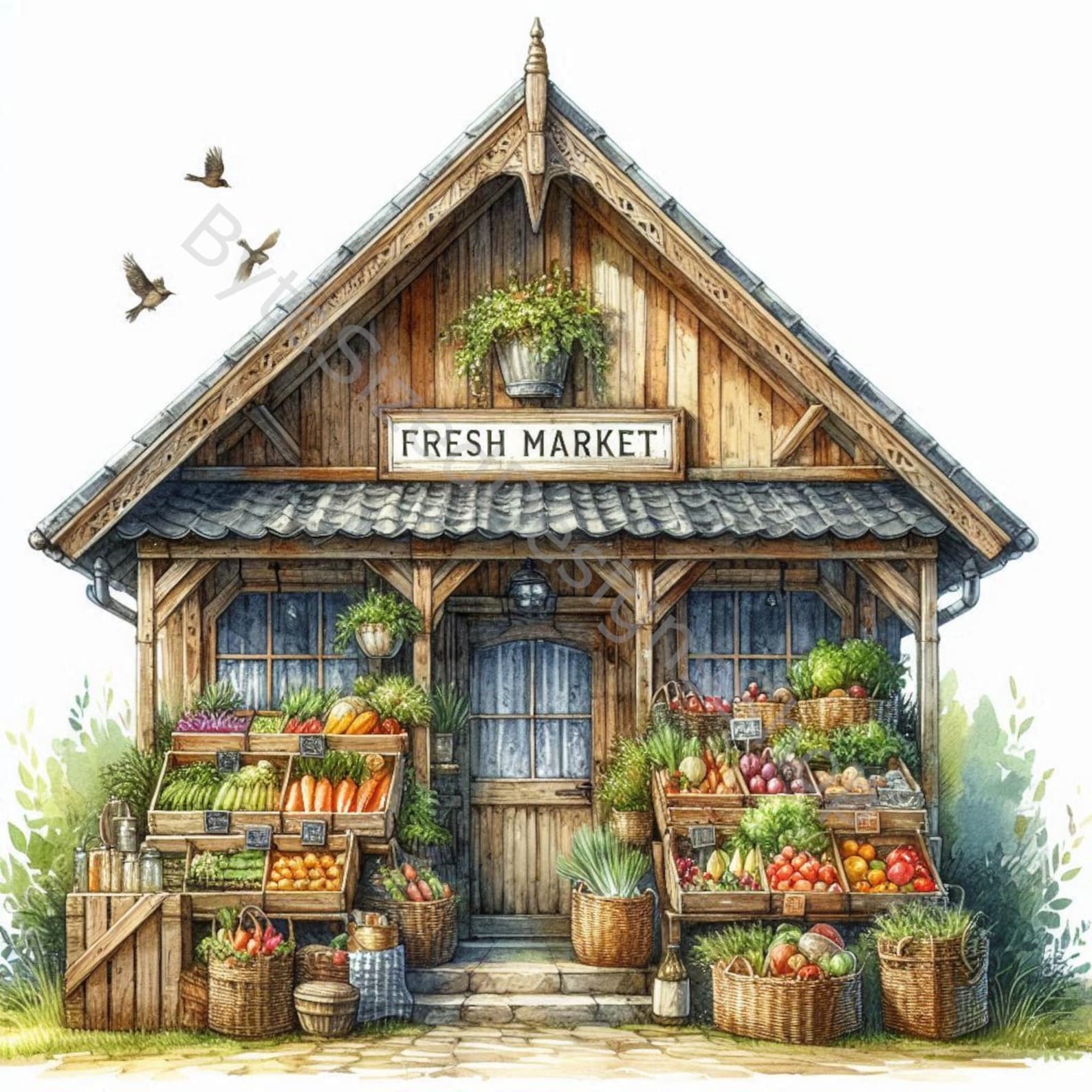 Grocery Store Clip Art Set 10 High Res Watercolor Jpgs for Junk ...