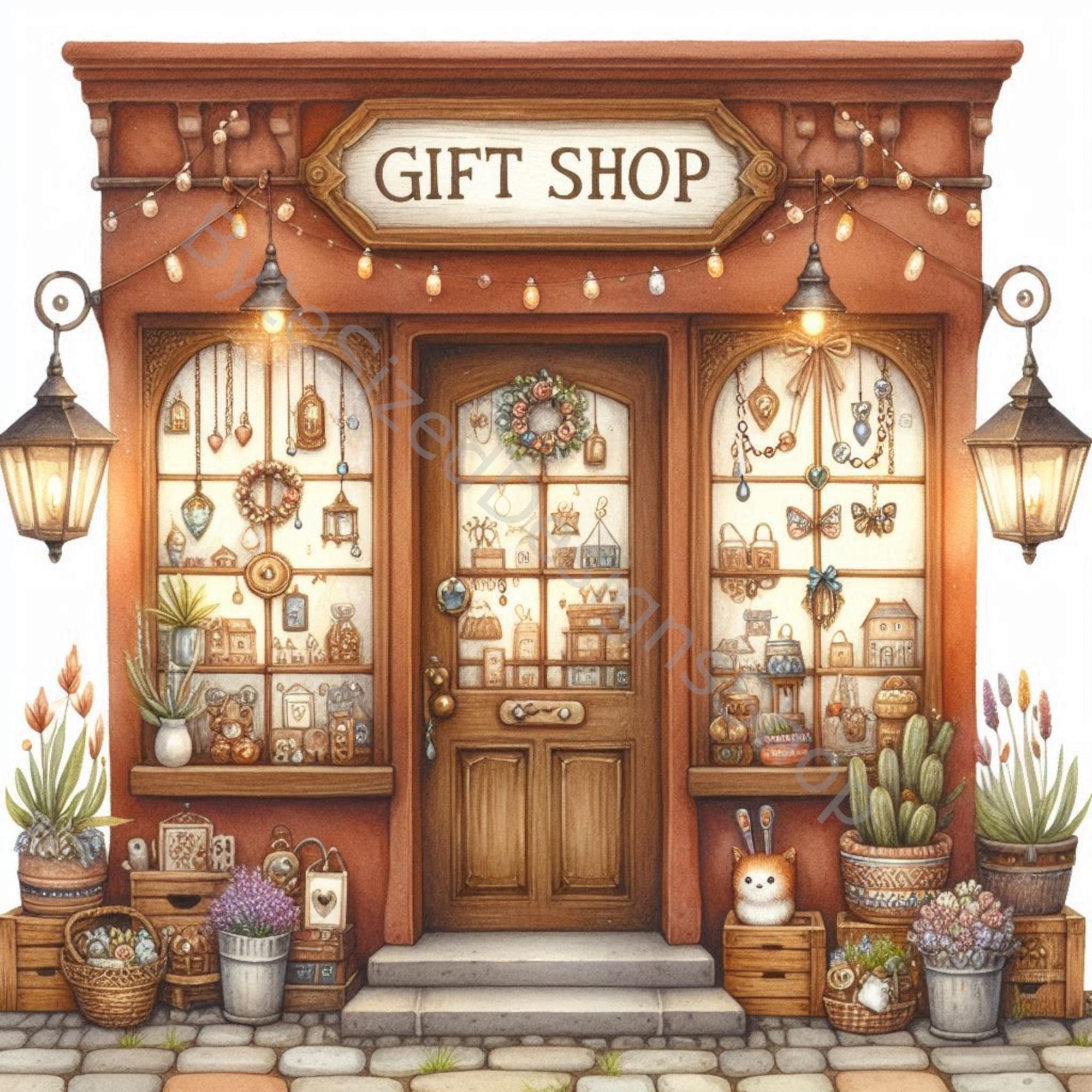 Gift Shop Clip Art Set 10 High Res Watercolor Jpgs for Junk Journaling ...